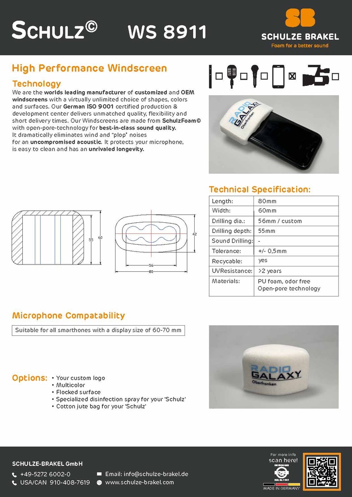 Premium special Windscreen - for smartphone microphones | Schulze Brakel